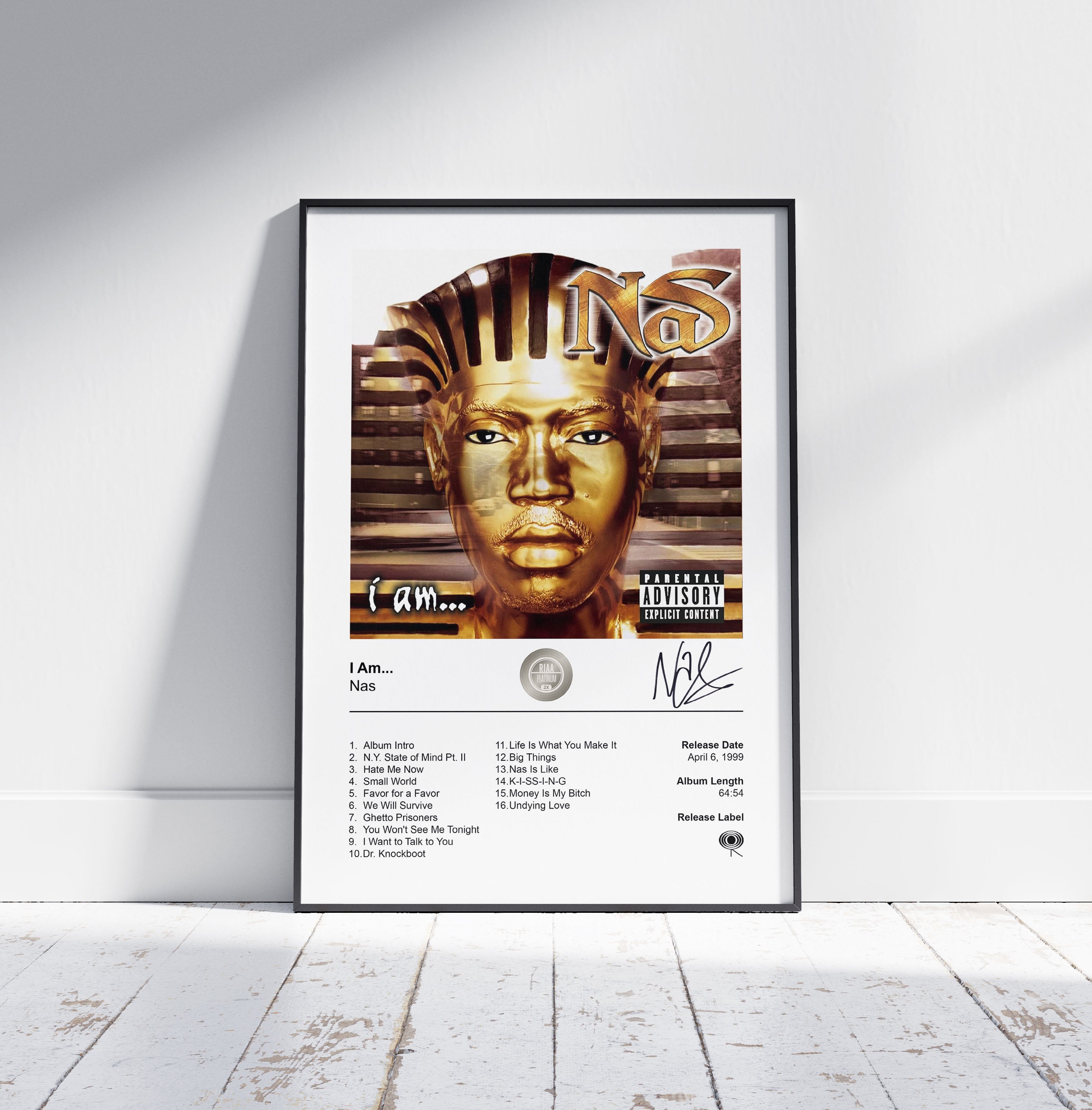 Nas Poster - I Am... Album Cover Poster Print Hip Hop Wall Decor – Ink ...