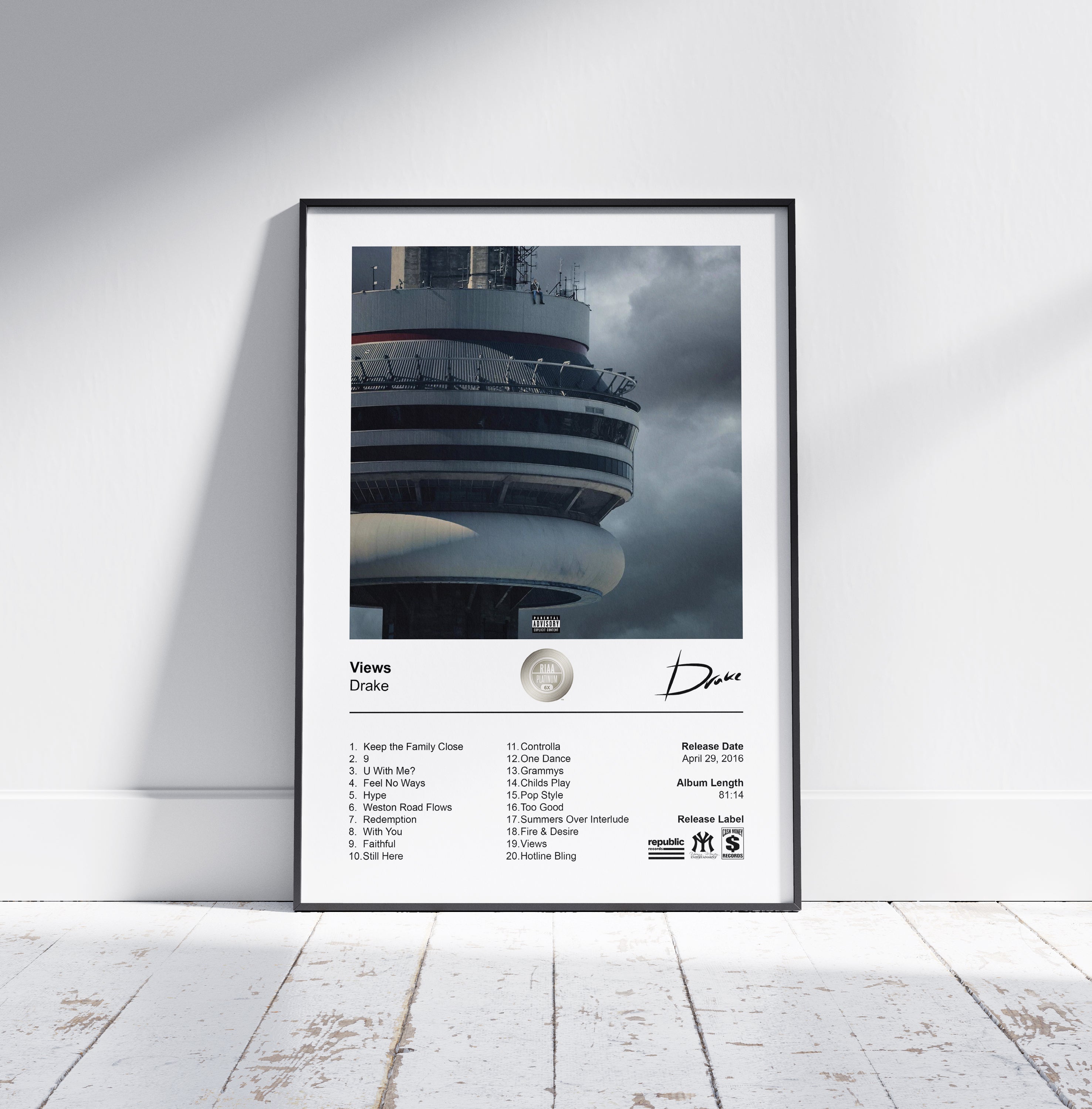Drake Poster - Views Album Cover Poster Print – Ink And Canvas Creation